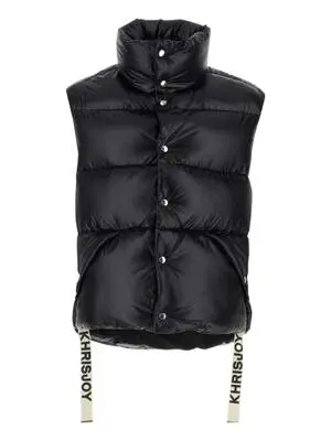 Khrisjoy Funnel Neck Shiny Puffer Gilet - Black