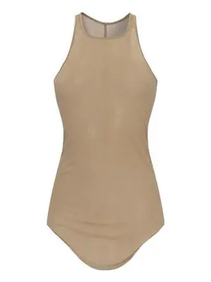 Rick Owens Rick Owens Ribbed Scoop Neck Sleeveless Tank Top Beige