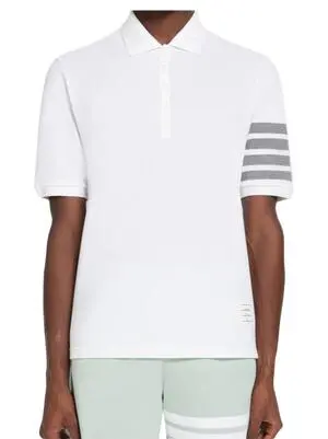 Thom Browne 4-bar Short-sleeved Polo Shirt - White