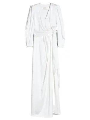 Max Mara V-neck Wrap Dress With Asymmetrical Slit - White