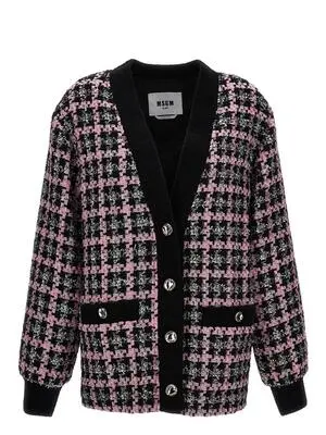 MSGM Button-up Tweed Cardigan - Black