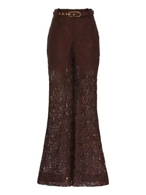 Zimmermann Illustration Lace Flared Pants - Chocolate