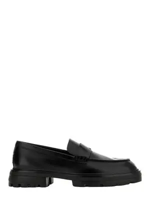 Hogan Round Toe Loafers With Signature Split-sole - Black