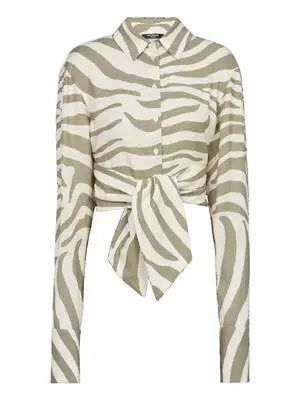 BALMAIN Balmain Zebra Print Cropped Shirt With Adjustable Waist Tie