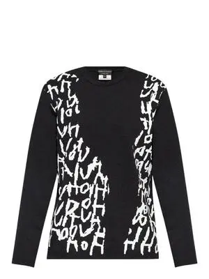 Comme Des Garçons Script-print Long-sleeved Jumper - Black