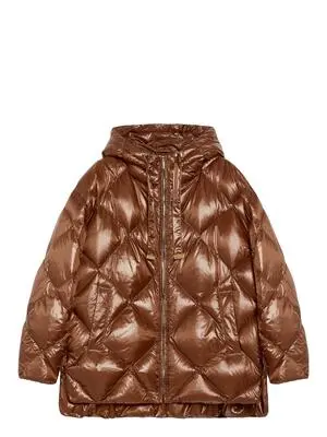 Max Mara Quilted Down Zip-up Hooded Jacket - Camel