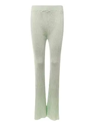 JIL SANDER High-waisted Ribbed-knit Trousers - Gray
