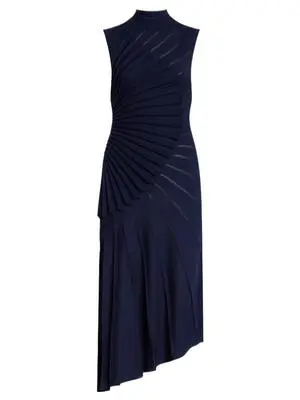 ALAÏA Alaia Sculpting High-Neck Knee-Length Asymmetrical Dress
