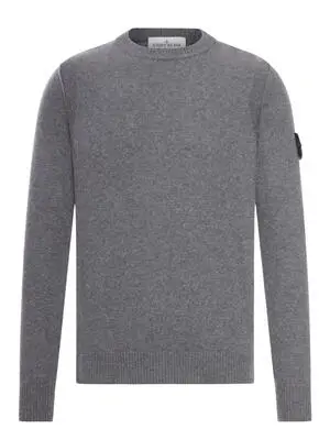 Stone Island Logo Patch Crewneck Jumper - Gray