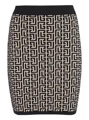 Balmain Monogrammed Knitted Skirt - Black