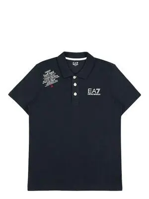 EA7 Logo Printed Polo Shirt - Black