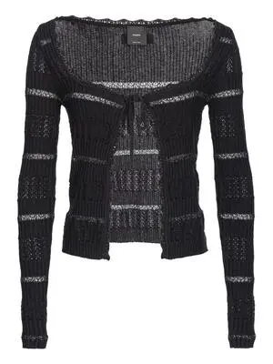 Pinko Scoop Neck Striped Cardigan - Black