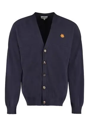 Kenzo Embroidered Tiger V-neck Cardigan - Black