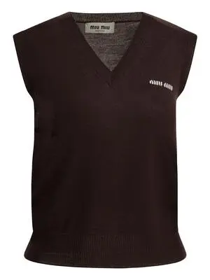 Miu Miu V-neck Knitted Vest - Brown