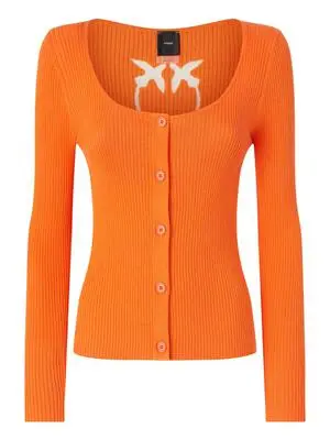 Pinko Long Sleeve Cut-out Cardigan - Orange