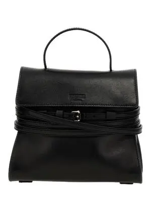 Moschino Tie Me Logo Embossed Small Tote Bag - Black