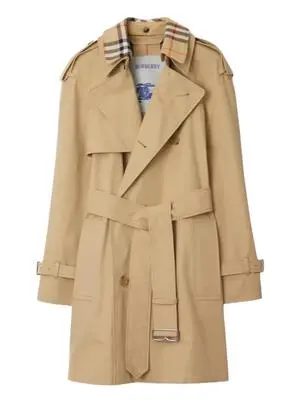 Burberry Double Breasted Belted Trench Coat - Flaxen