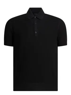 TOM FORD Short-sleeved Knitted Polo Shirt - Black