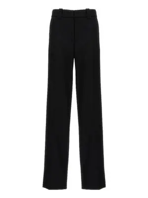 Rabanne High Waist Straight Leg Pleated Trousers - Black