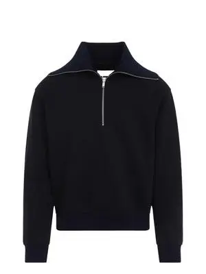JIL SANDER Half Zip Logo Sweatshirt - Navy