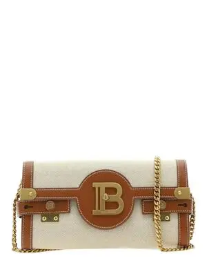Balmain Logo Plaque Shoulder Bag - Nude
