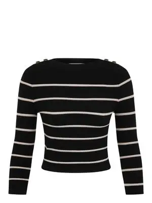 ZIMMERMANN Zimmermann Striped Boatneck Knit Top With Shoulder Buttons