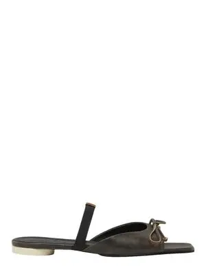 MAISON MARGIELA Bow Detail Square Toe Leather Sandals - Brown