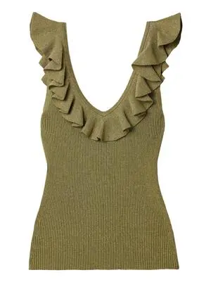Zimmermann Ruffled Knit Top - Green
