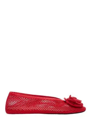 GANNI Ganni Jenny Mesh Flower Ballet Flats Goji Berry
