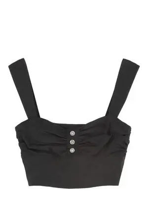 Pinko Gathered Top With Button Detail - Black