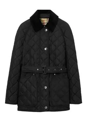 Burberry Belted Waist Quilted Jacket - Black