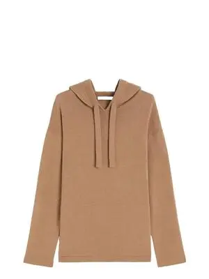 Max Mara Max Mara S Eroico Drawstring Knitted Hoodie Camel