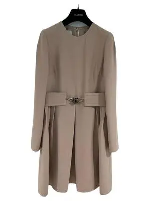 Valentino Garavani Round Neck Long Sleeve Dress - Gray