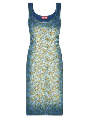 DIESEL® M-egita Ribbed Knit Floral Midi Dress - Blue