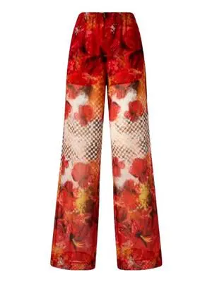 Pinko Printed Wide Leg Palazzo Pants - Red