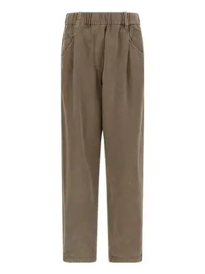 Brunello Cucinelli Straight-leg Trousers With Elasticated Waist - Brown