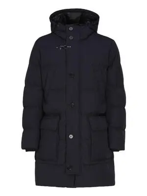 FAY Quilted Parka Coat With Hood - Black