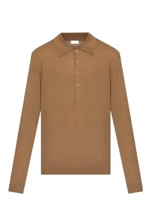 Dries Van Noten Long-sleeved Knitted Polo Shirt - Brown