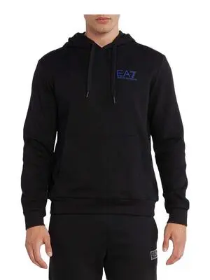 EA7 Logo Hooded Sweater - Black