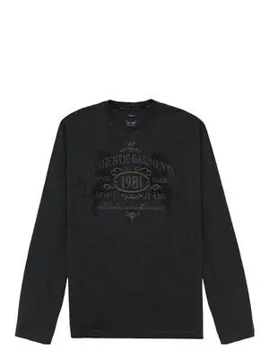 Emporio Armani Printed Long-sleeved T-shirt - Black