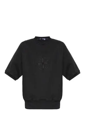 Stone Island Compass-embroidered Fine-ribbed T-shirt - Black