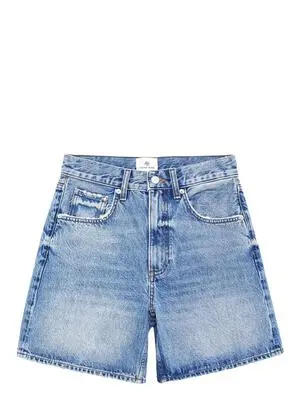 ANINE BING Heath Frayed-hem Denim Shorts - Blue