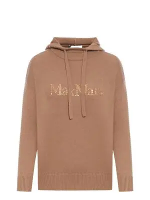 Max Mara Logo Embellished Knitted Hoodie - Brown