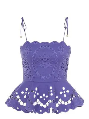 Zimmermann Pop Broderie-anglaise Tank Top - Blue