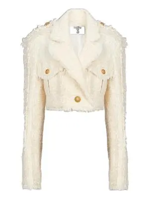 BALMAIN Balmain Short Fringed Tweed Jacket