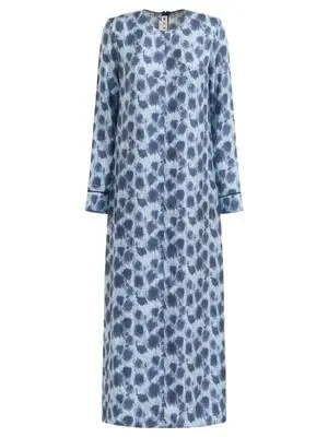 Marni Long Sleeve Printed Silk Dress - Blue