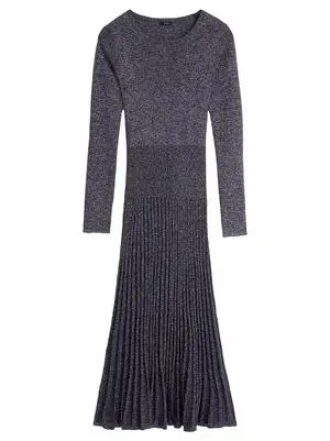 JOSEPH Long Sleeve Knit Dress With Ribbed Details - Black