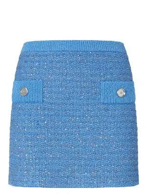 Pinko Miletto" Knitted Mini Skirt With Button Details - Blue