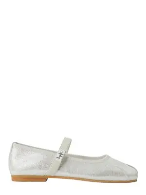 IL GUFO Ballet Flats With Elastic Strap And Logo Tag - Silver