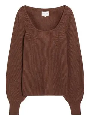 LOULOU STUDIO Hermus Ribbed Scoop-neck Knitted Sweater - Red
